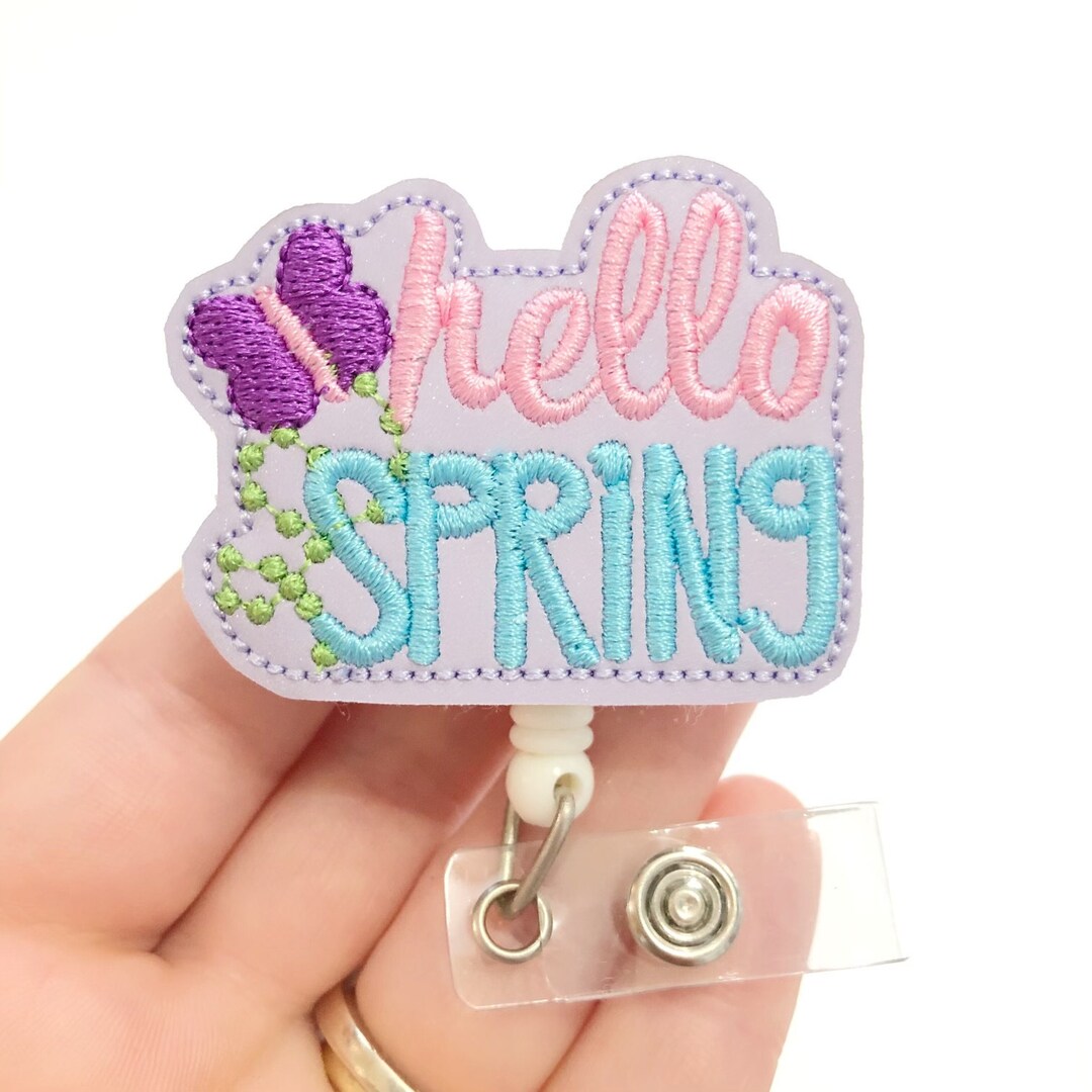 Hello Spring Badge Reel, Spring Badge Reels, Retractable Badge, ID ...