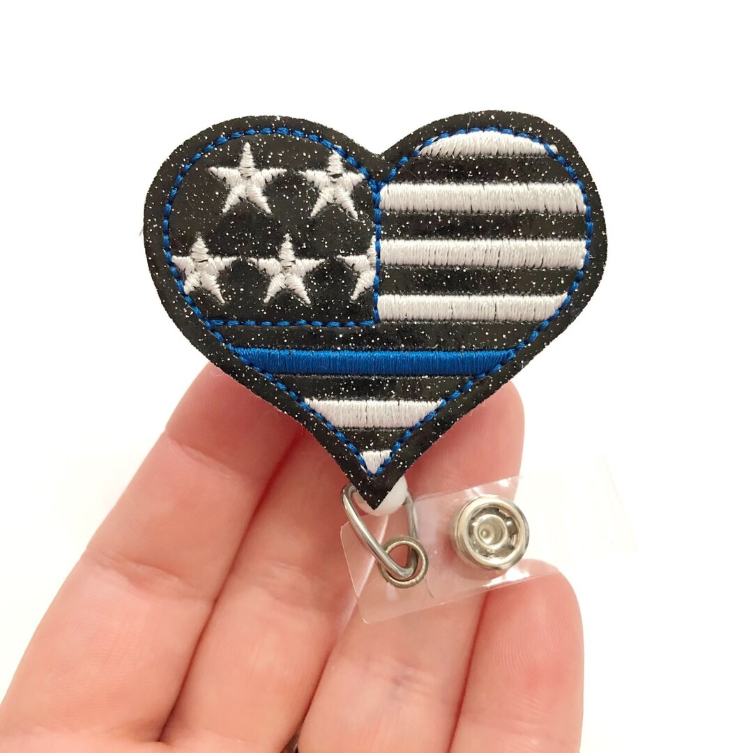 Thin Blue Line Badge Reel, Police Flag Badge Reels, Retractable Badge ...
