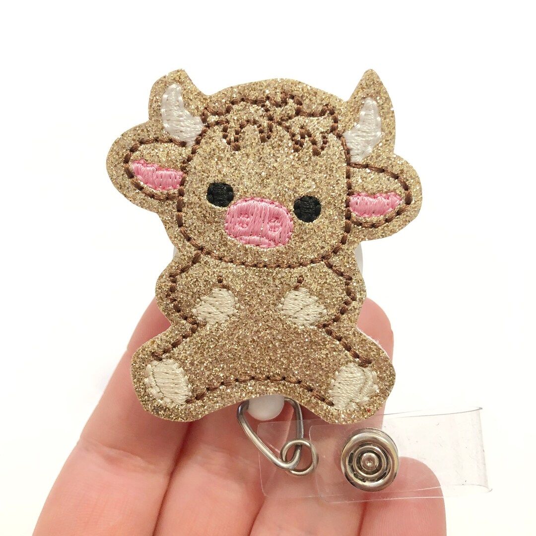 Highland Cow Badge Reel, Farm Animal Badge Reel, Retractable Badge, ID ...