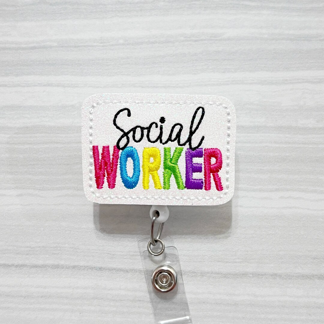 Rainbow Social Worker Badge Reel, SW Badge Reels, Retractable Badge, ID ...
