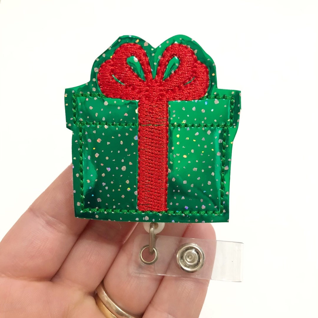 Present Badge Reel, Christmas Gift Badge Reel, Christmas Badge Reel ...