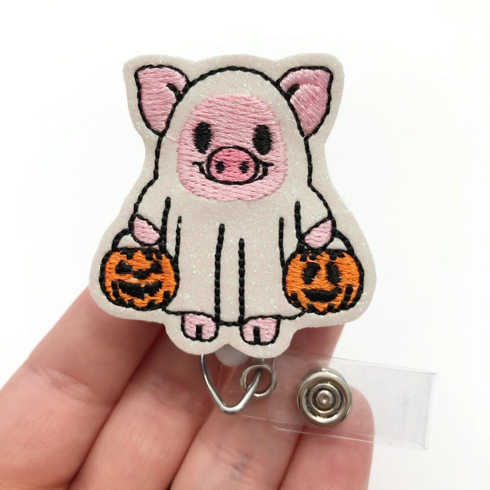 Pig Ghost Badge Reel, Halloween Pig Ghost Badge Reel, Nurse Badge Reels ...