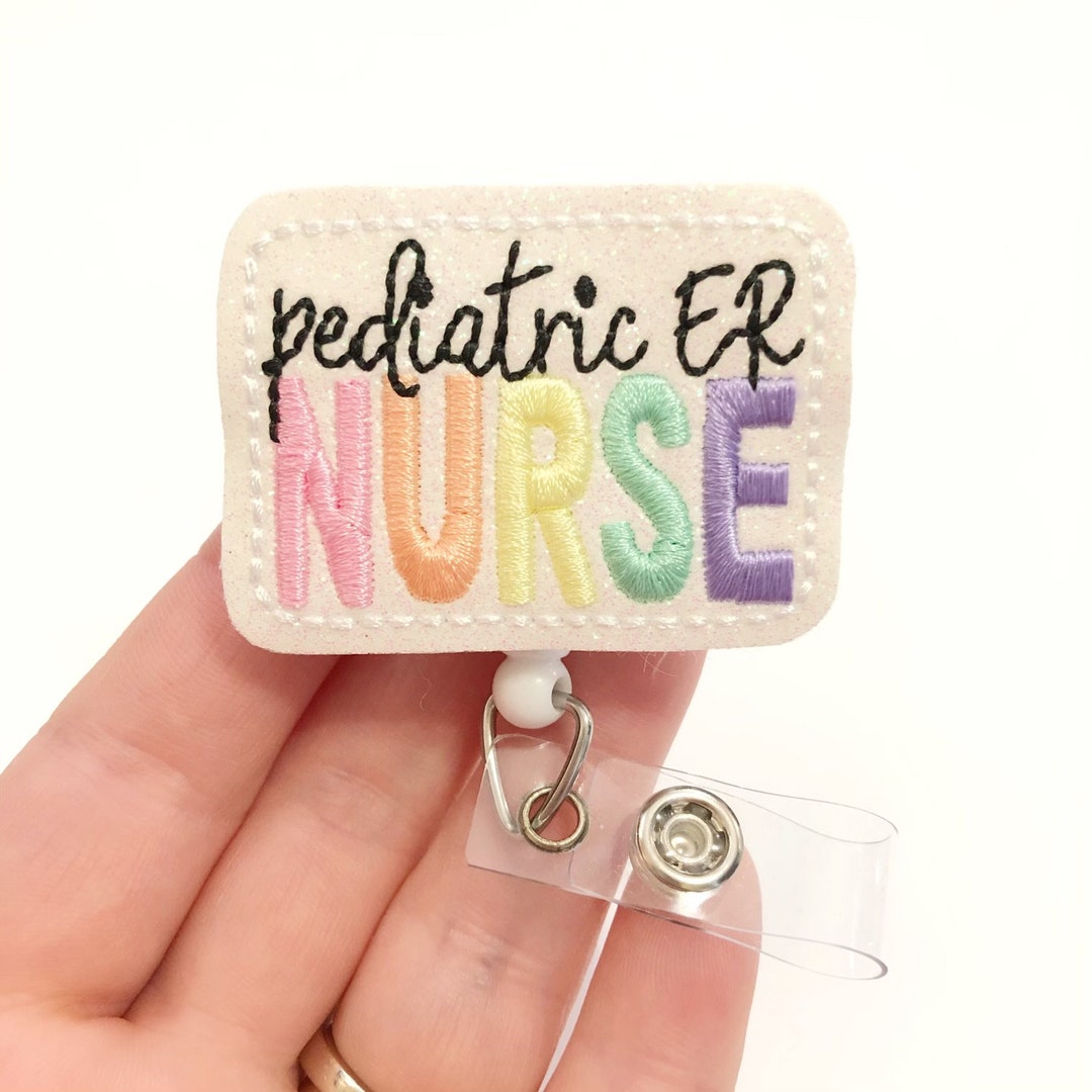 Pediatric ER Nurse Badge Reel, Badge Reels, Nurse Retractable Badge, ID ...