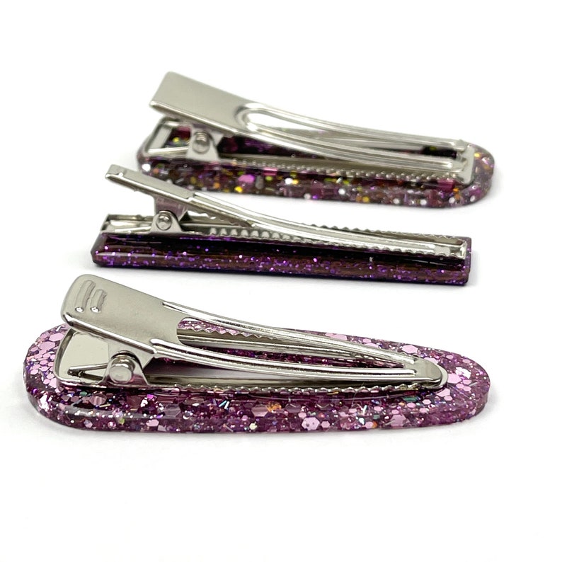 Glitter Hair Clips, Set of 3, Pink & Purple - Etsy