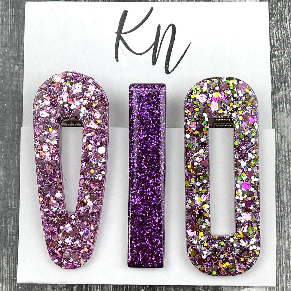 Glitter Hair Clips, Set of 3, Pink & Purple - Etsy