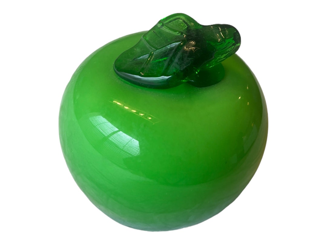 Vintage Italian Hand Blown Glass Green Apple Paperweight Hand Blown ...