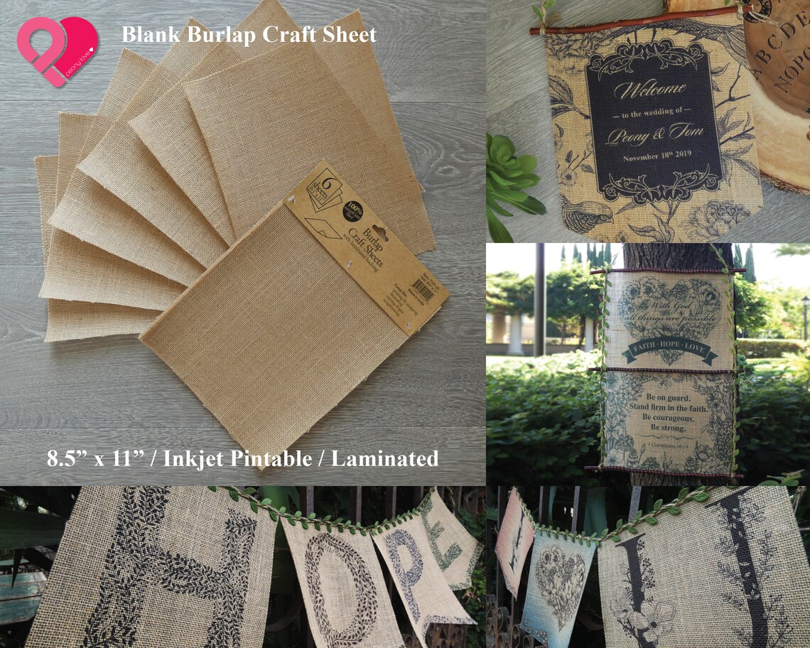 Laminated Burlap Printable Sheets, Natural Jute Canvas Inkjet Printable ...
