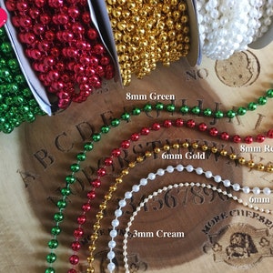 MOT Faux Pearl Bead String Plastic Beads on A String Metallic Crystal ...