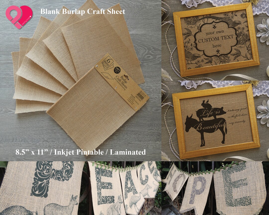 Laminated Burlap Printable Sheets, Natural Jute Canvas Inkjet Printable ...