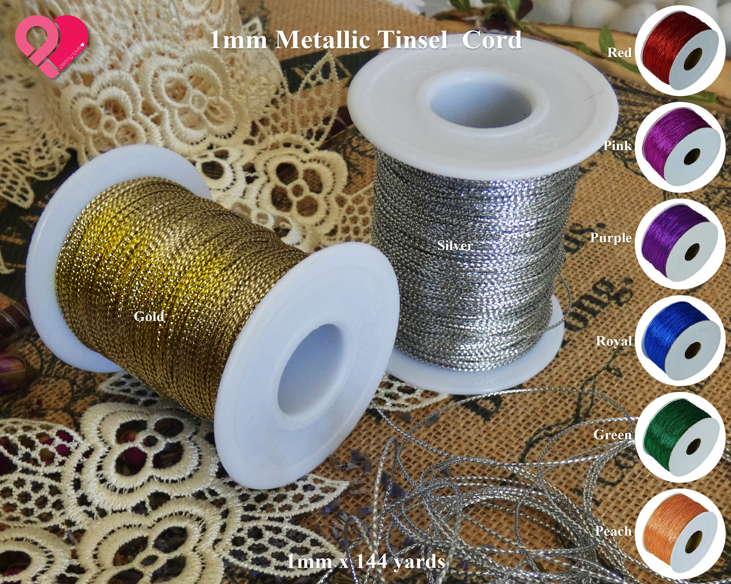 1mm Metallic Cord Tinsel String Sewing Thread Spool Jewelry Beading ...