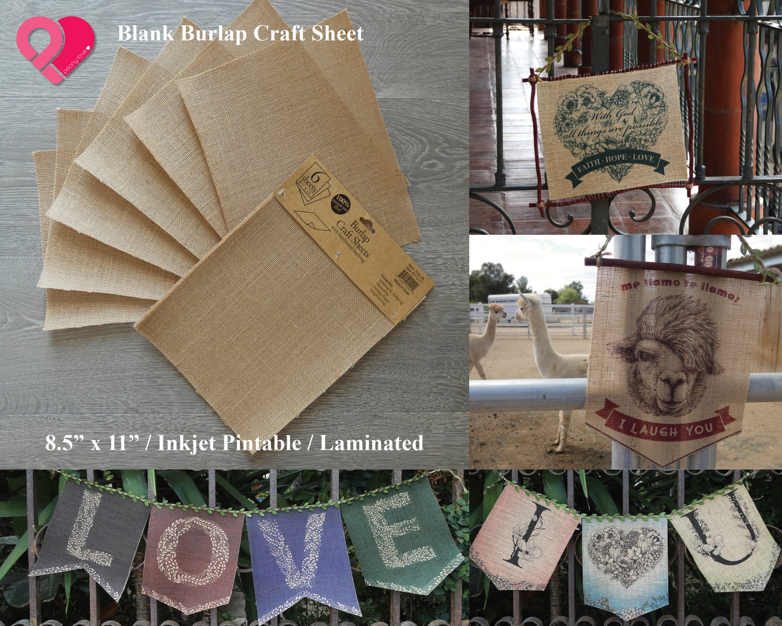 Laminated Burlap Printable Sheets, Natural Jute Canvas Inkjet Printable ...