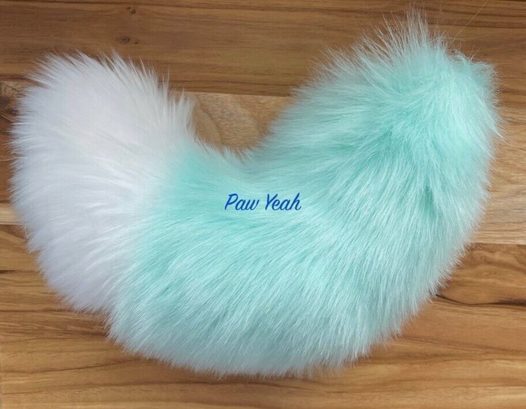 Fursuit Tail in Mint Green & White Handmade Furry Custom Cosplay READY ...