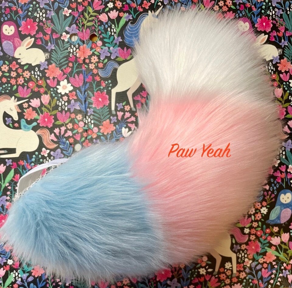 Trans Flag Inspired Tail for Fursuit Partial Handmade Luxury - Etsy