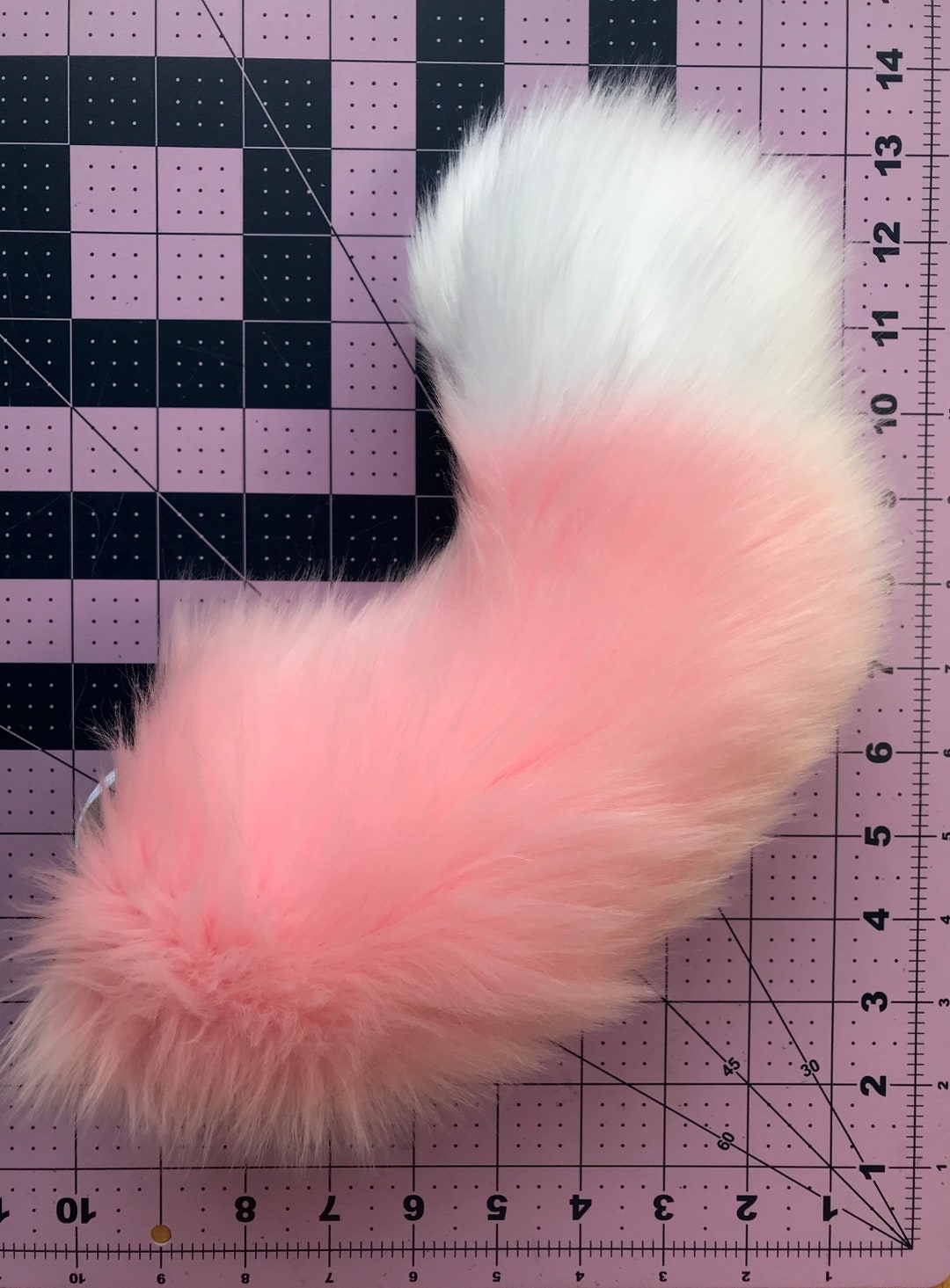 Pink + White Tail for Fursuit Partial Handmade Luxury Faux Fur Cosplay ...
