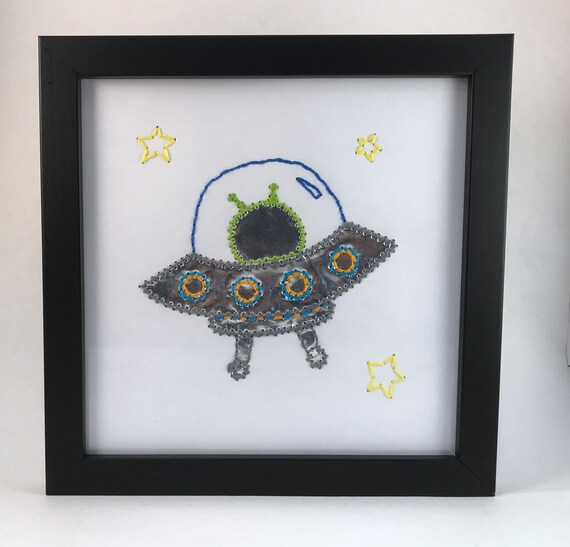 Alien Spaceship Metal Wall Decor - Etsy