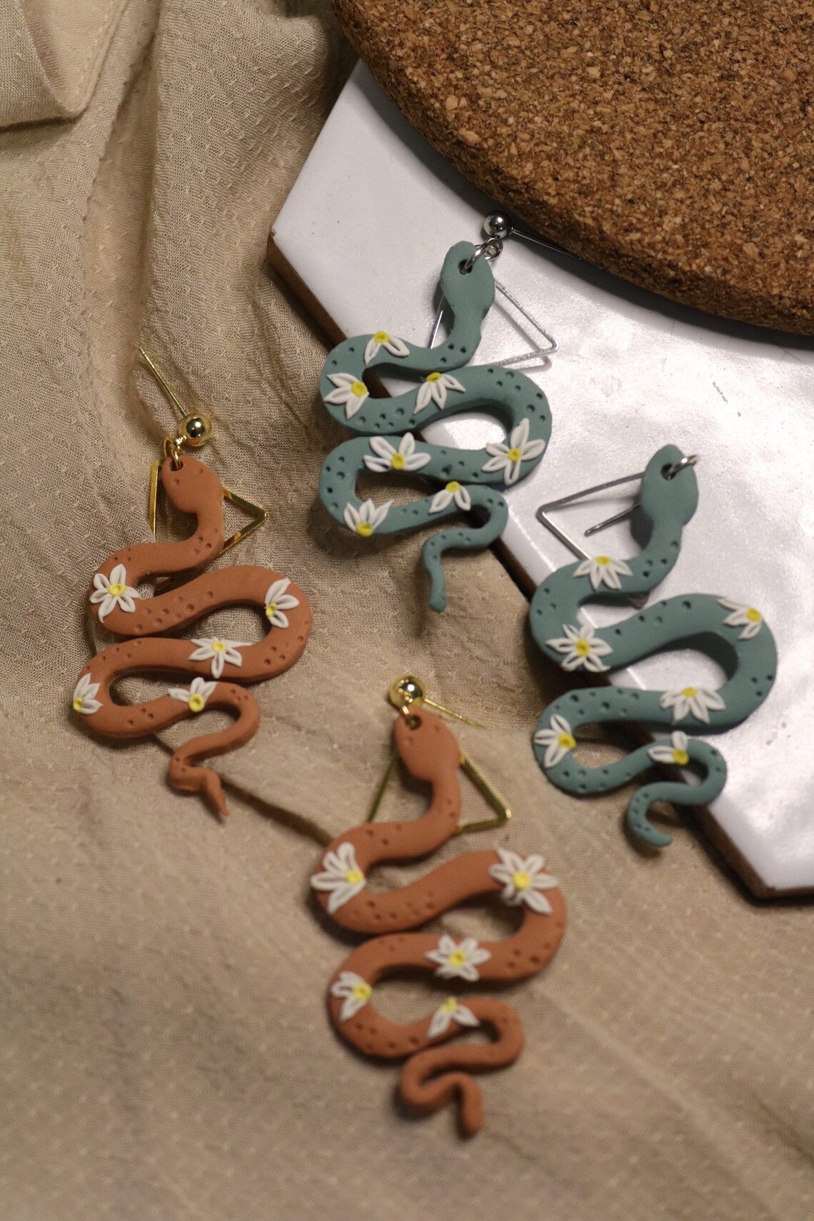 SNAKES Polymer Clay Earrings | Etsy