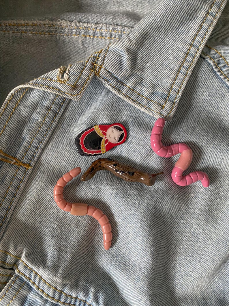 WORM Polymer Clay Pins - Etsy