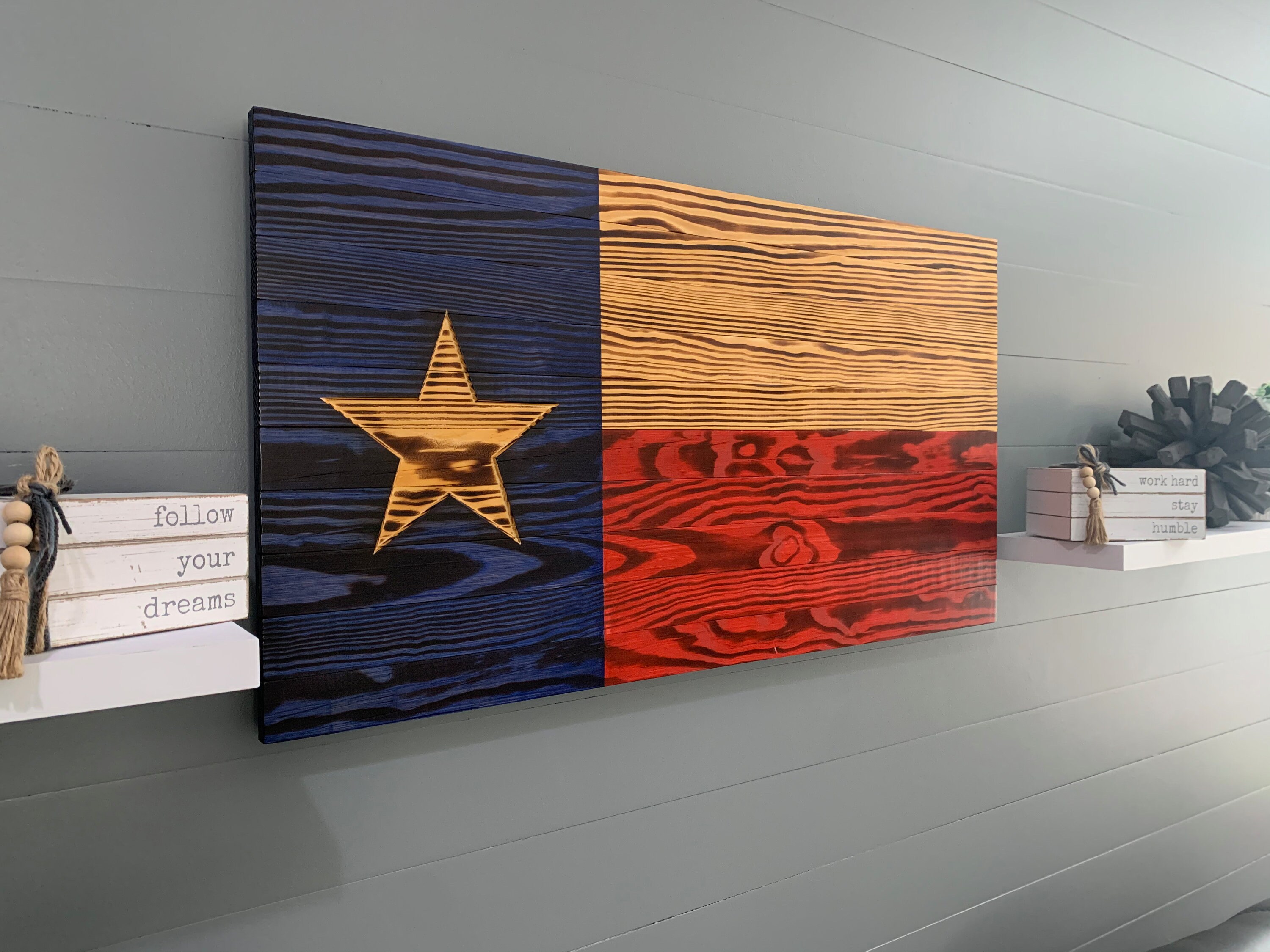 Rustic State Flag of Texas Wall Art - Hand Made - Burned Wood - Etsy