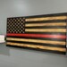 Rustic American Thin Red Line Firefighter Flag Wall Art - Hand Made ...