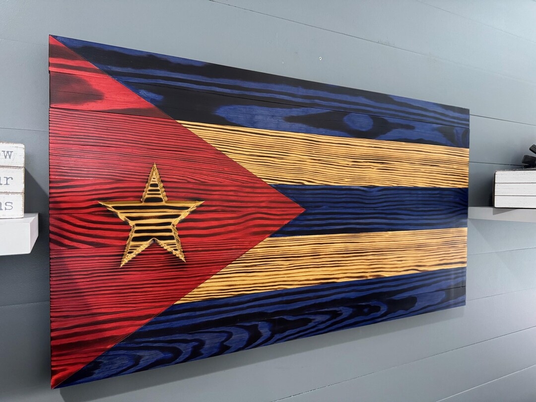 Rustic Cuban Flag Wall Art - Hand Made - Burned Wood - Etsy