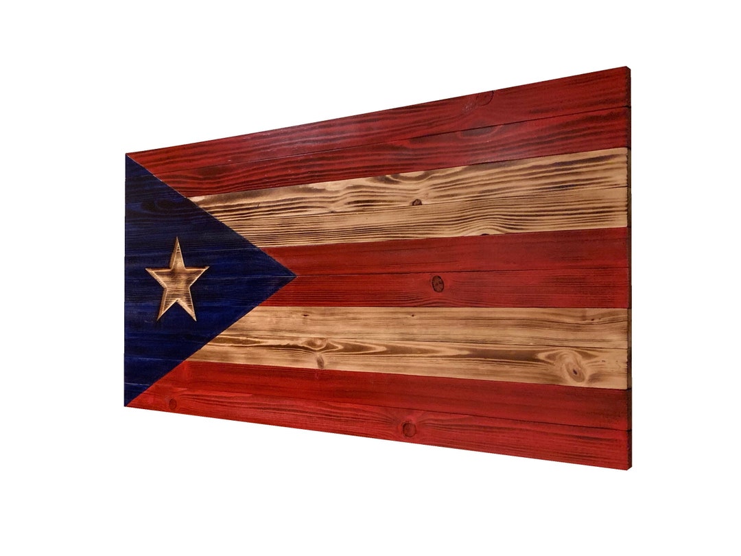 Rustic Puerto Rican Flag Wall Art Hand Made Burned Wood - Etsy