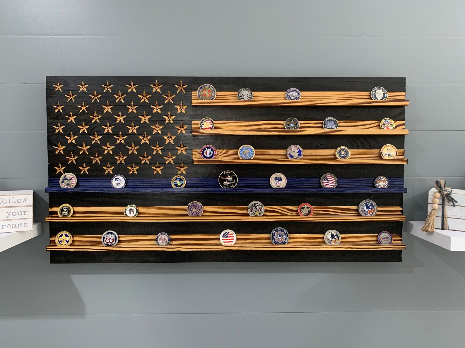 Capitol Police Challenge Coin Display Rack Holder Rustic - Etsy