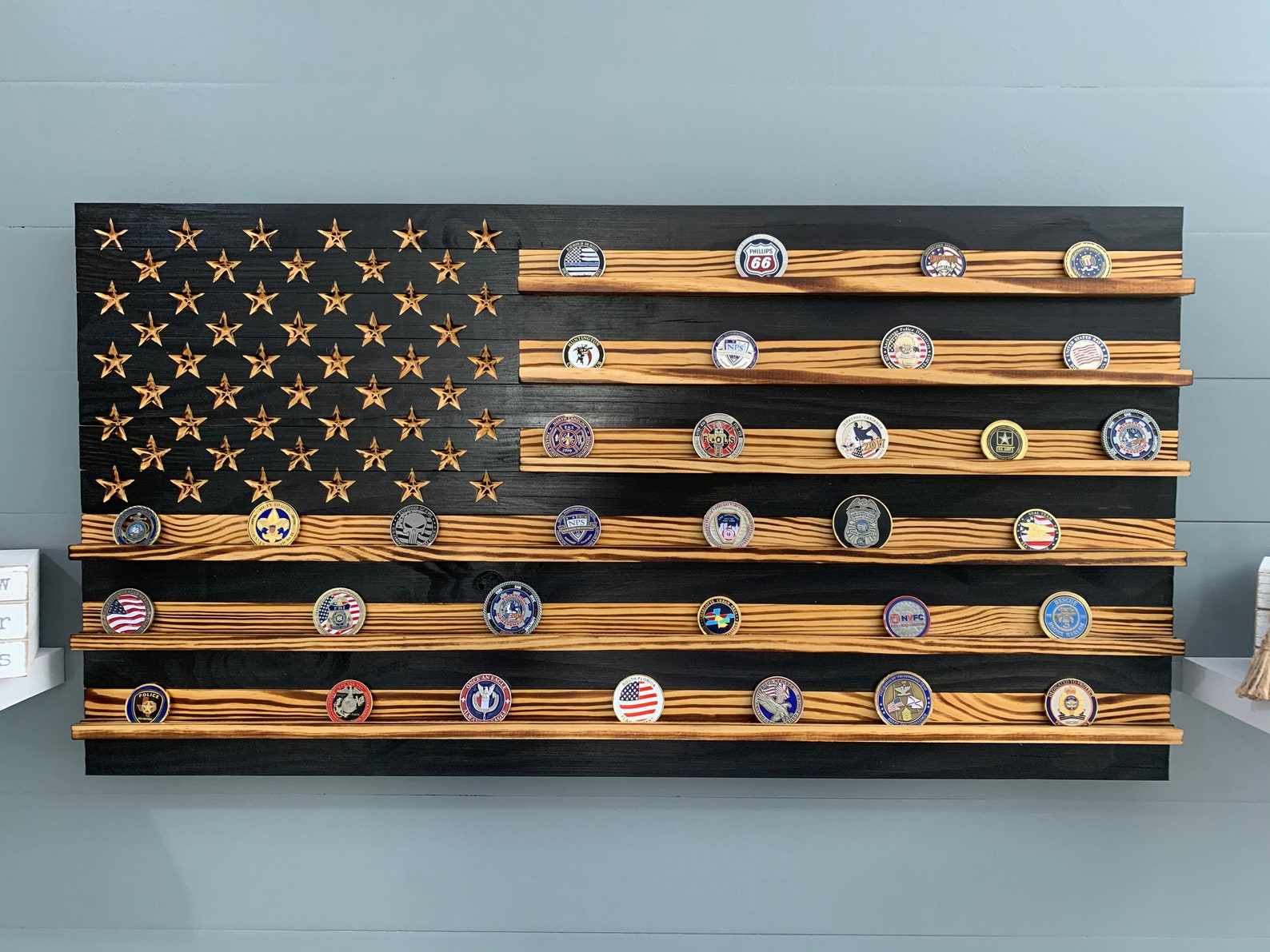 Capitol Police Challenge Coin Display Rack Holder Rustic - Etsy