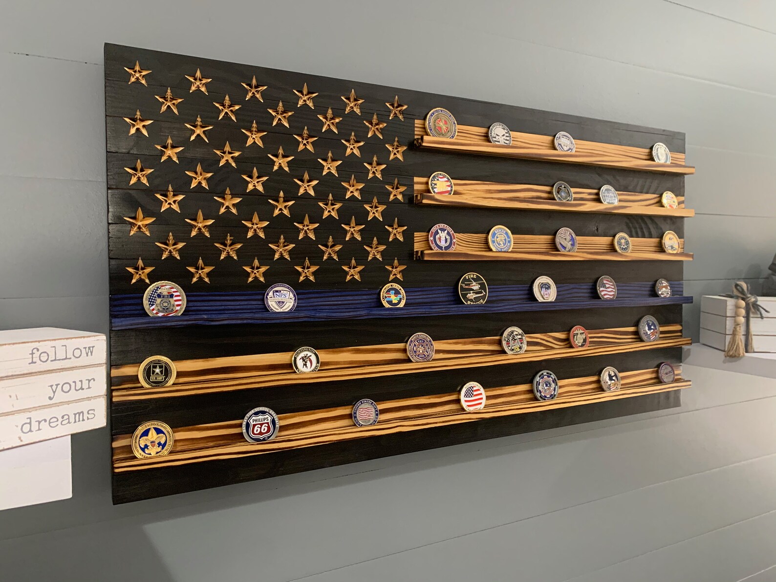 Capitol Police Challenge Coin Display Rack Holder Rustic - Etsy