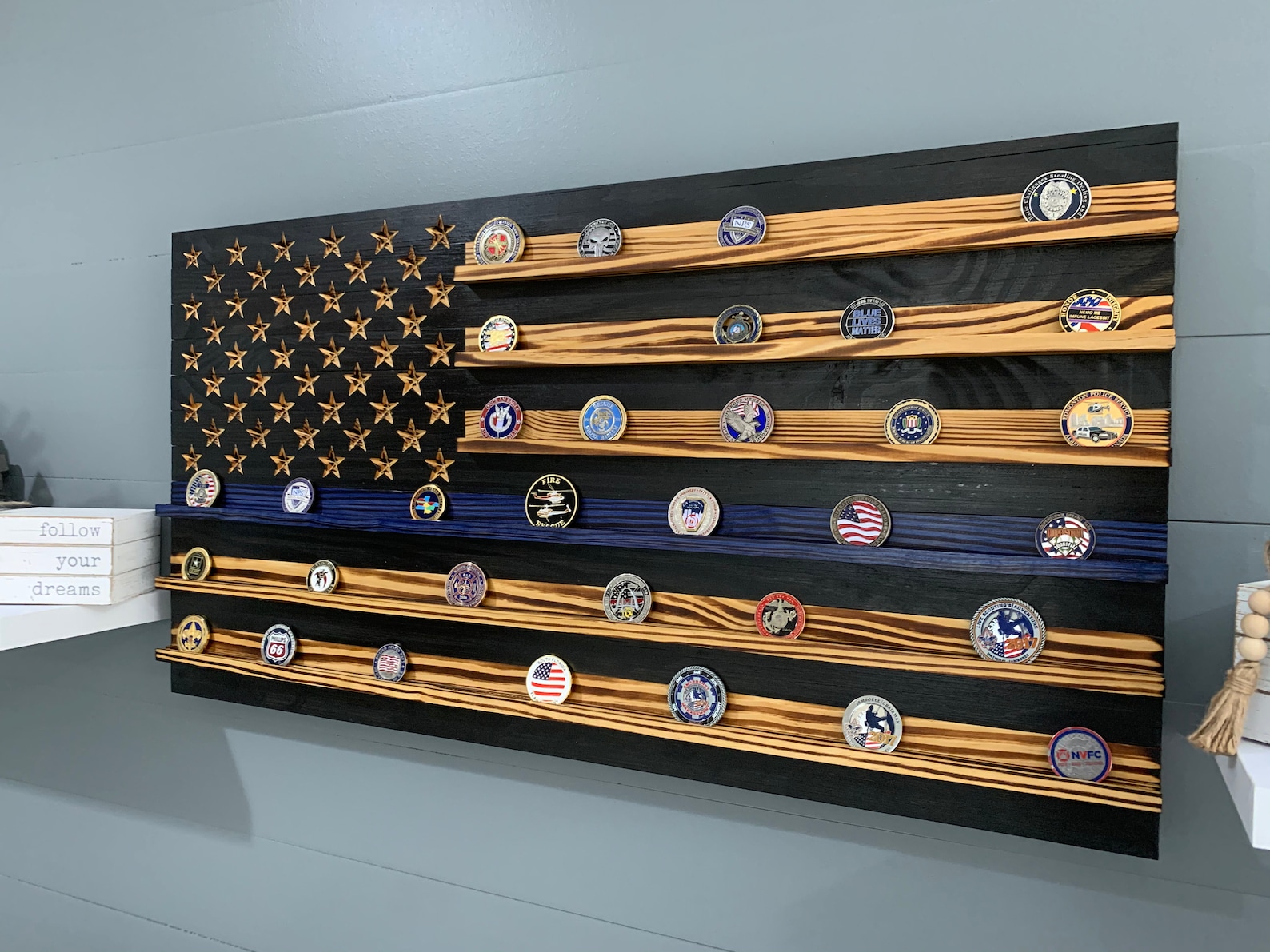 Capitol Police Challenge Coin Display Rack Holder Rustic - Etsy