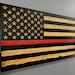 Rustic American Thin Red Line Firefighter Flag Wall Art - Hand Made ...