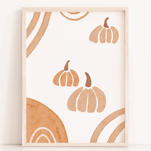 Pumpkin Printable Wall Art Fall Decor Digital Print Neutral | Etsy