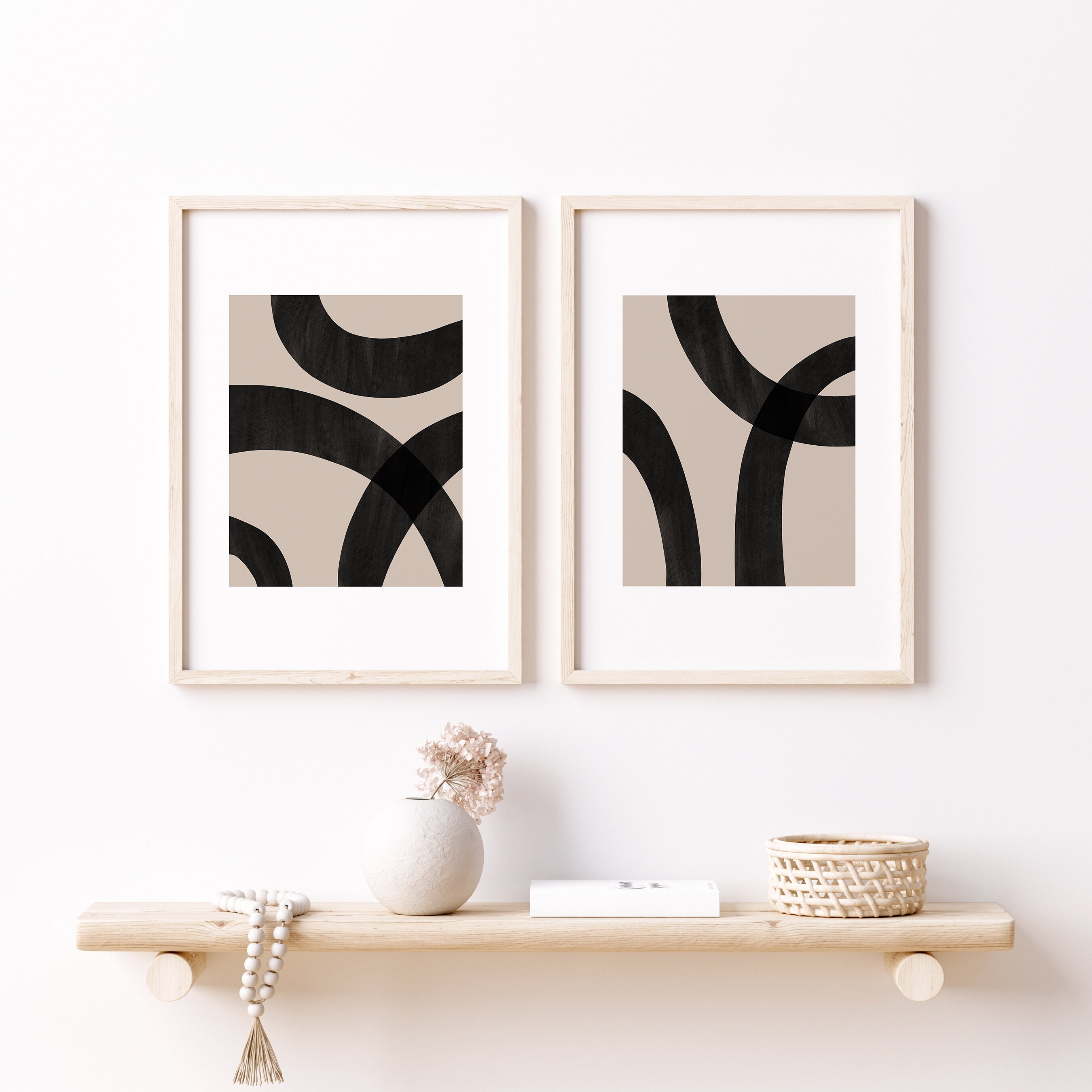 Set of Two Abstract Prints Modern Printable Wall Art Instant | Etsy