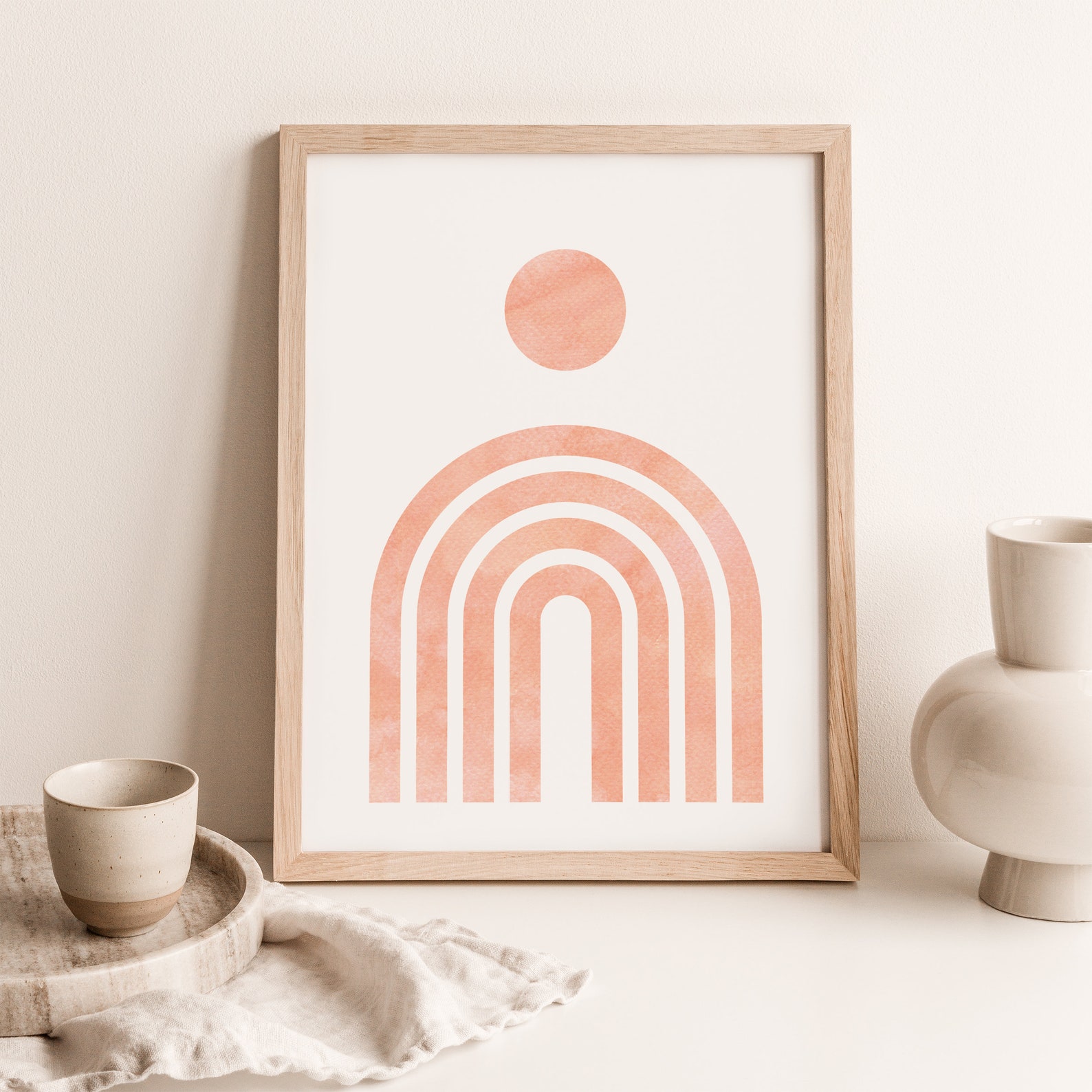 Mid Century Modern Rainbow Printable Wall Art Digital Print | Etsy