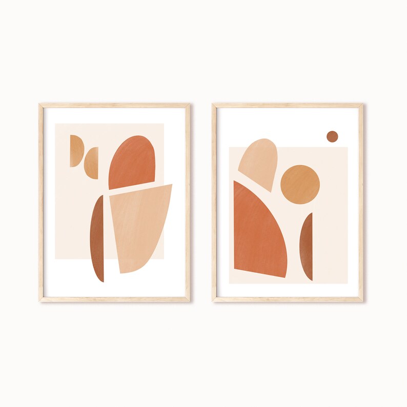 Set of Two Abstract Prints Modern Printable Wall Art Instant | Etsy