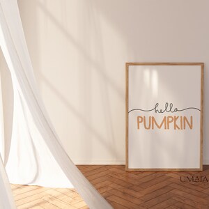 Hello Pumpkin Printable Wall Art Fall Decor Digital Print Neutral Wall ...