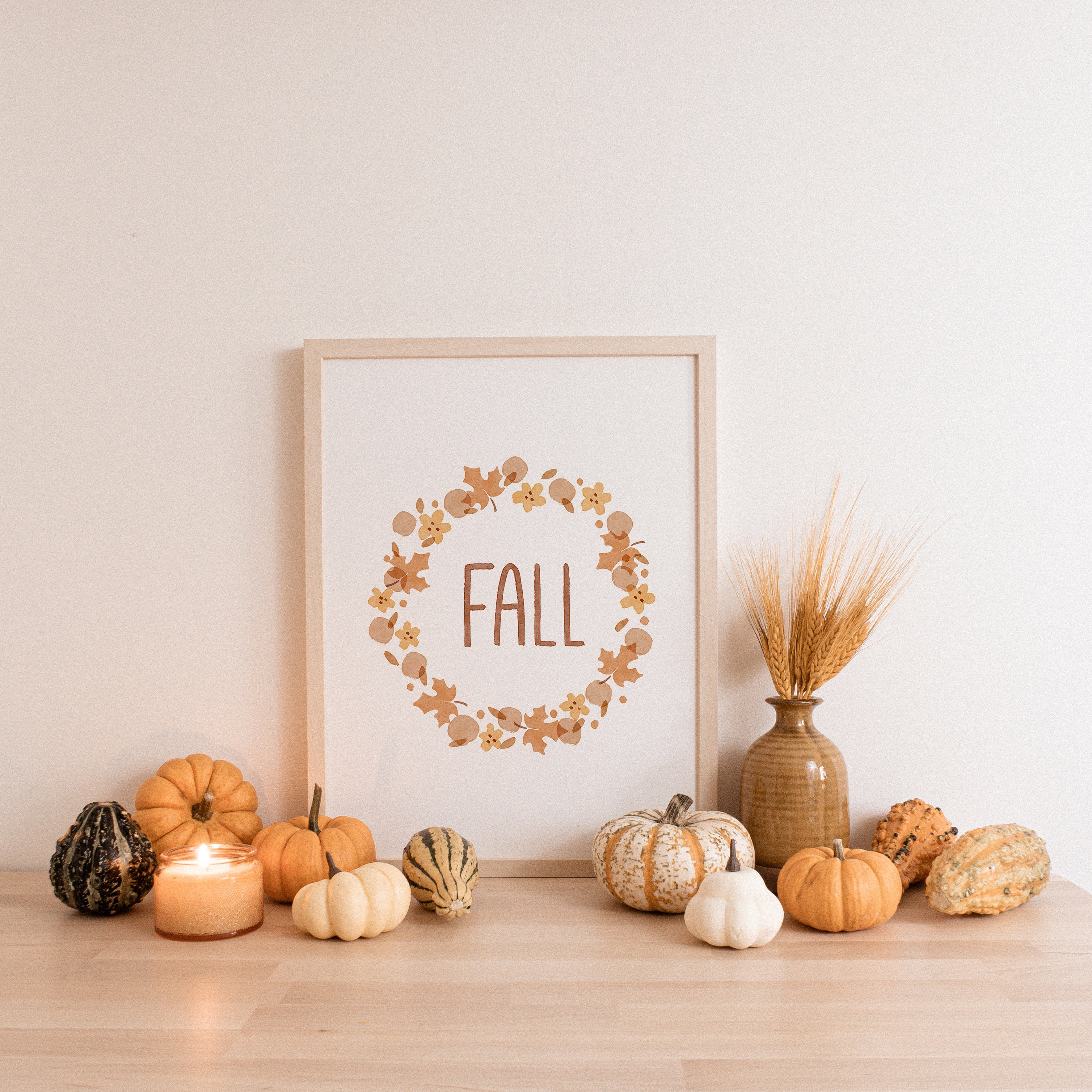 Fall Wreath Printable Wall Art Fall Decor Digital Print | Etsy