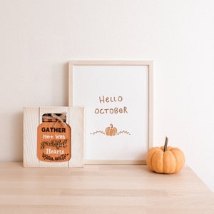 Hello October Printable Wall Art Fall Decor Digital Print | Etsy