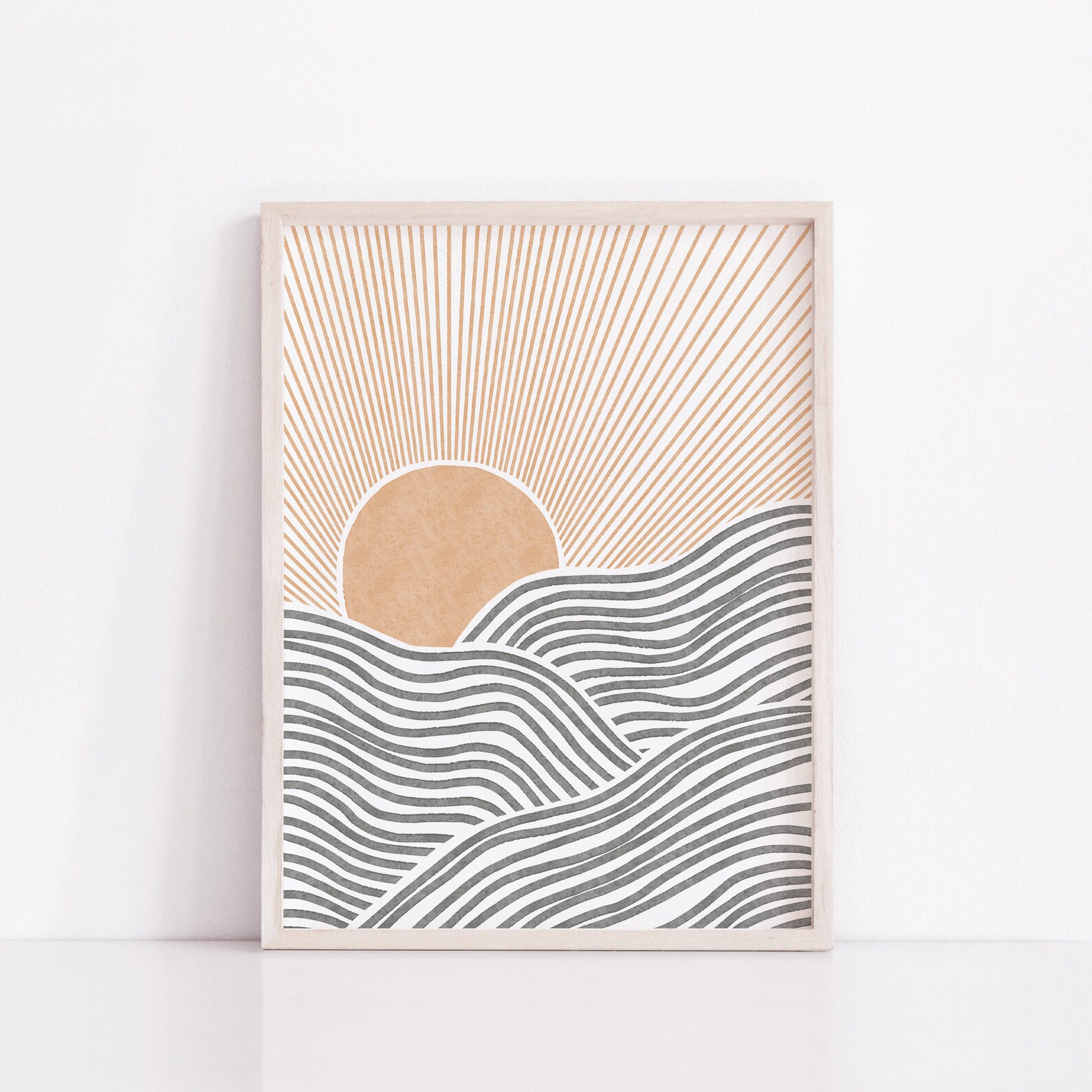 Rising Sun Poster Printable Wall Art Digital Print Neutral | Etsy