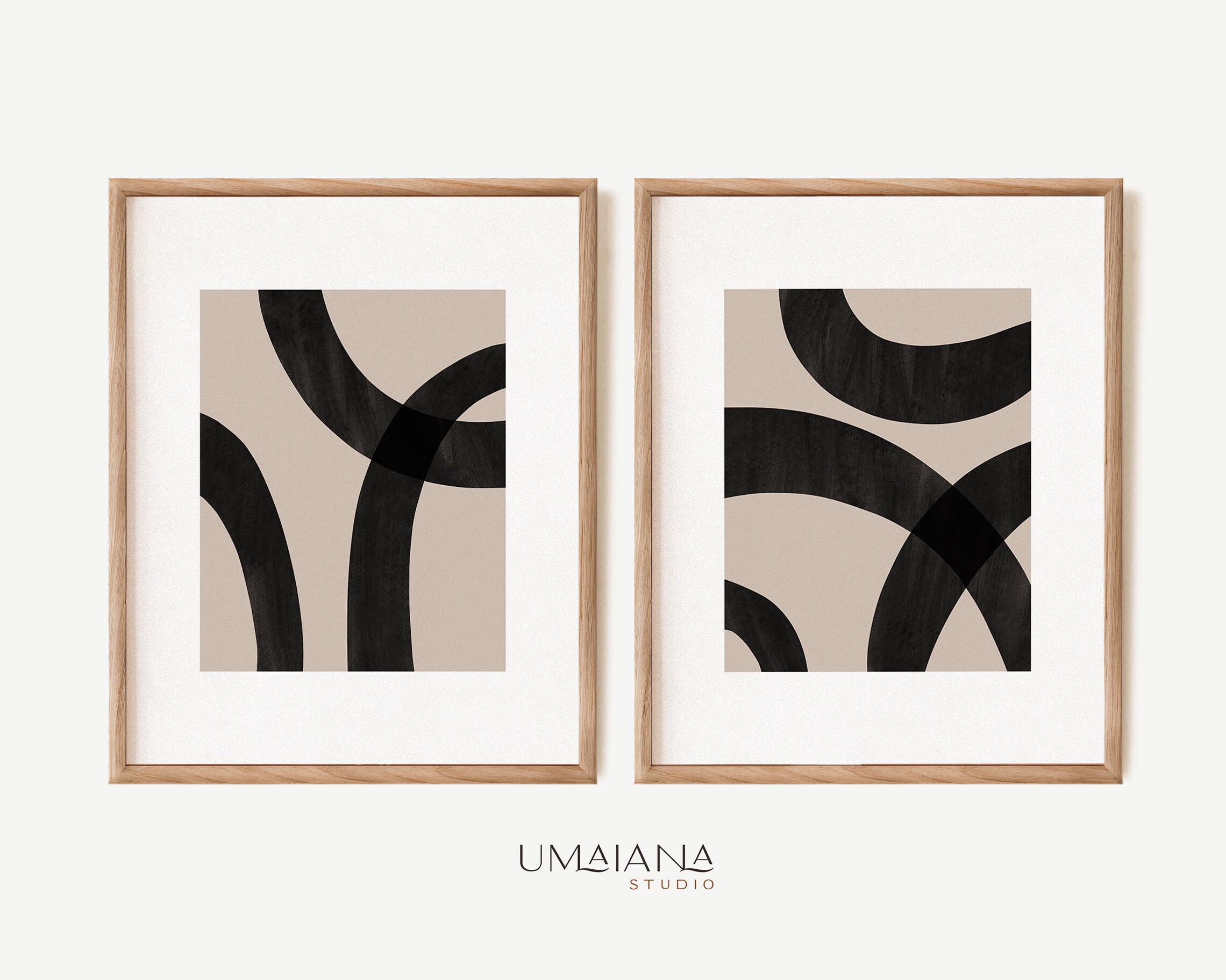 Set of Two Abstract Prints Modern Printable Wall Art Instant | Etsy