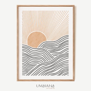 Rising Sun Poster Printable Wall Art Digital Print Neutral Wall Art ...