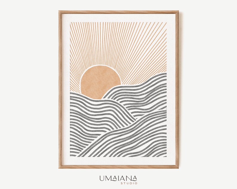 Rising Sun Poster Printable Wall Art Digital Print Neutral - Etsy