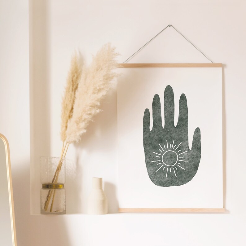 Palm Hand Art Print Printable Wall Art Digital Print Neutral | Etsy