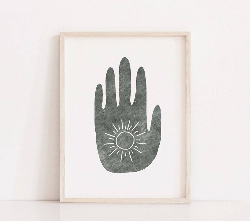 Palm Hand Art Print Printable Wall Art Digital Print Neutral | Etsy