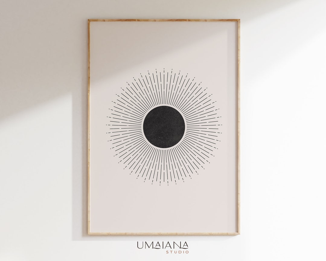 Mid Century Modern Sun Wall Art, Abstract Boho Sun Print (digital ...