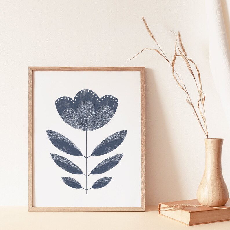 Scandinavian Printable Wall Art Flower Digital Print Neutral | Etsy