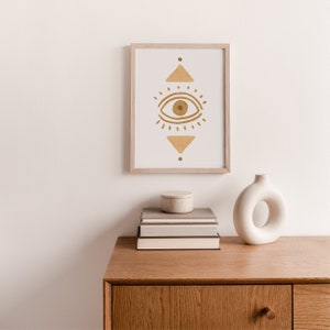 Evil Eye Boho Art Print Printable Wall Art Digital Print Neutral Wall ...
