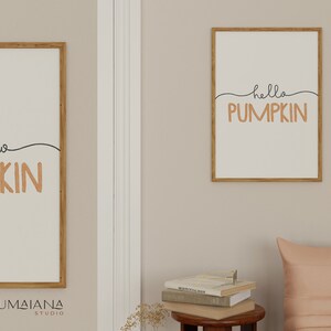 Hello Pumpkin Printable Wall Art Fall Decor Digital Print Neutral Wall ...
