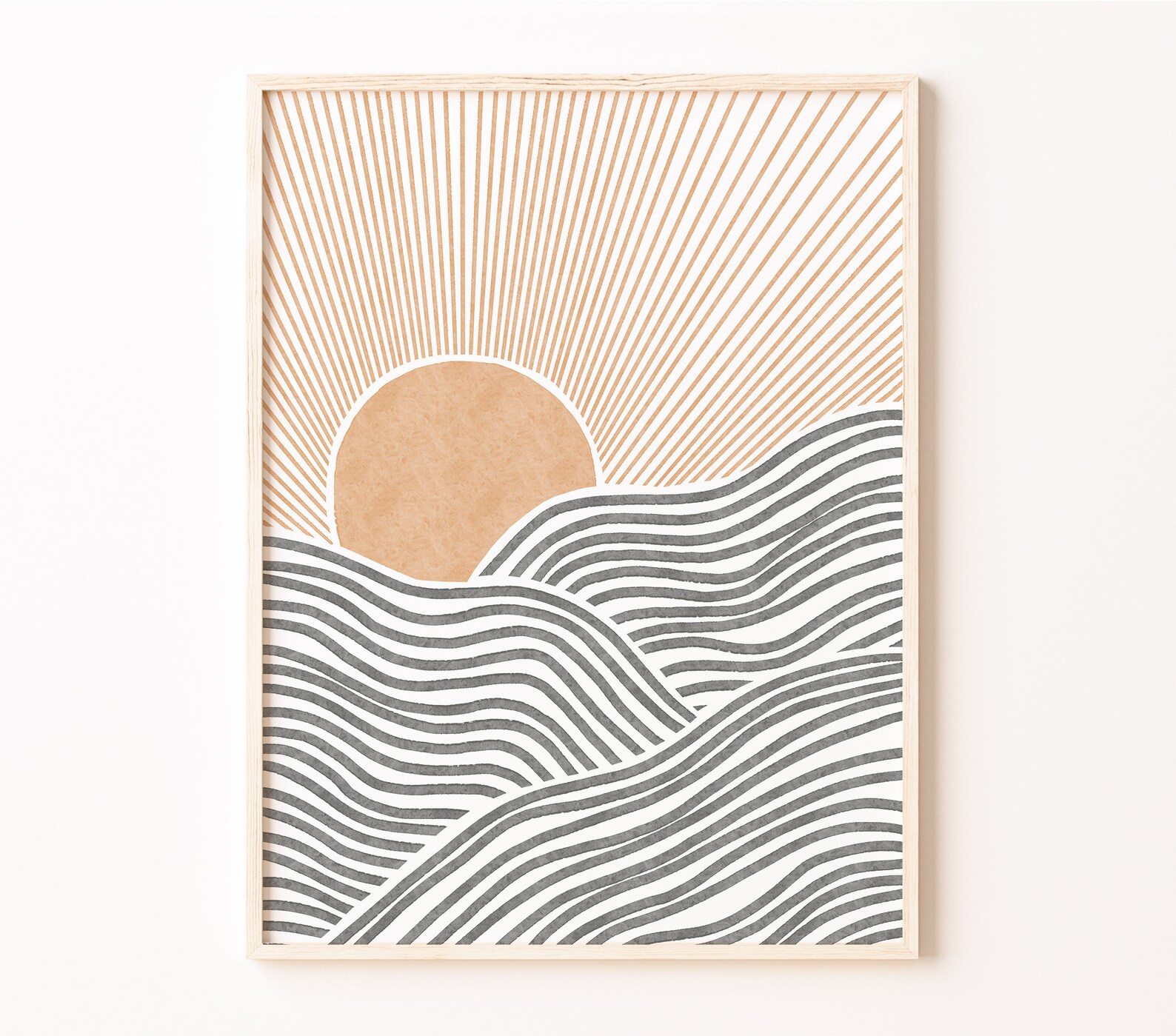 Rising Sun Poster Printable Wall Art Digital Print Neutral - Etsy