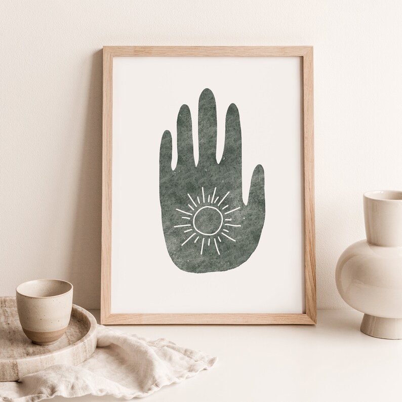 Palm Hand Art Print Printable Wall Art Digital Print Neutral - Etsy