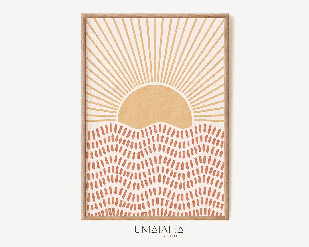 Boho Sunset Printable Wall Art, Neutral Modern Boho Prints (digital ...